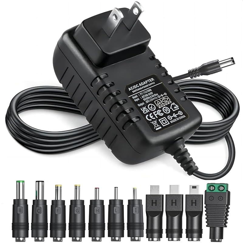 【新品】 汎用5V ACアダプター DC5V 電源アダプター 11種類変換ジャック付き DC5V充電器 AC→DC5v 3A 2A 1A ...