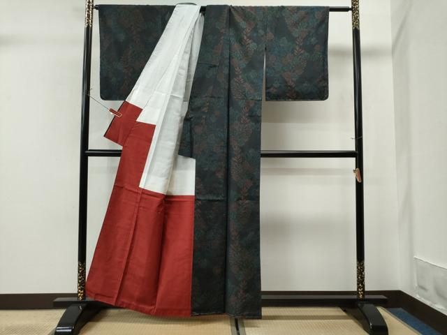 平和屋着物□本場染大島紬 枝花文 正絹 逸品 未使用 BAAT1697yc