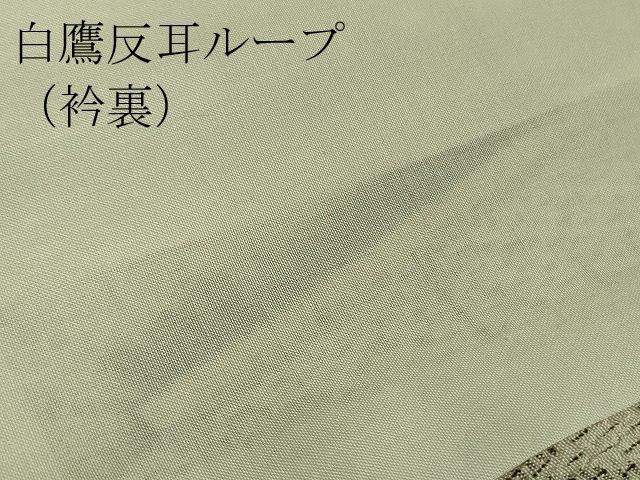 平和屋本店□極上 白鷹お召 胴抜き仕立て 110亀甲 地紙花文 逸品 未