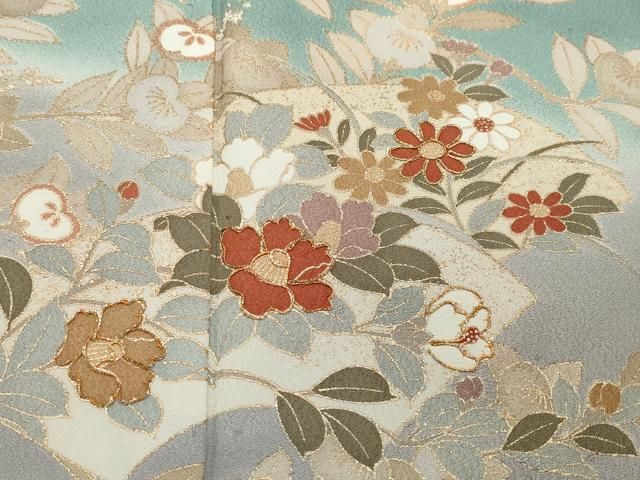 平和屋着物○訪問着 友禅 草花文 正絹 逸品 AABB3844ck 平和屋着物