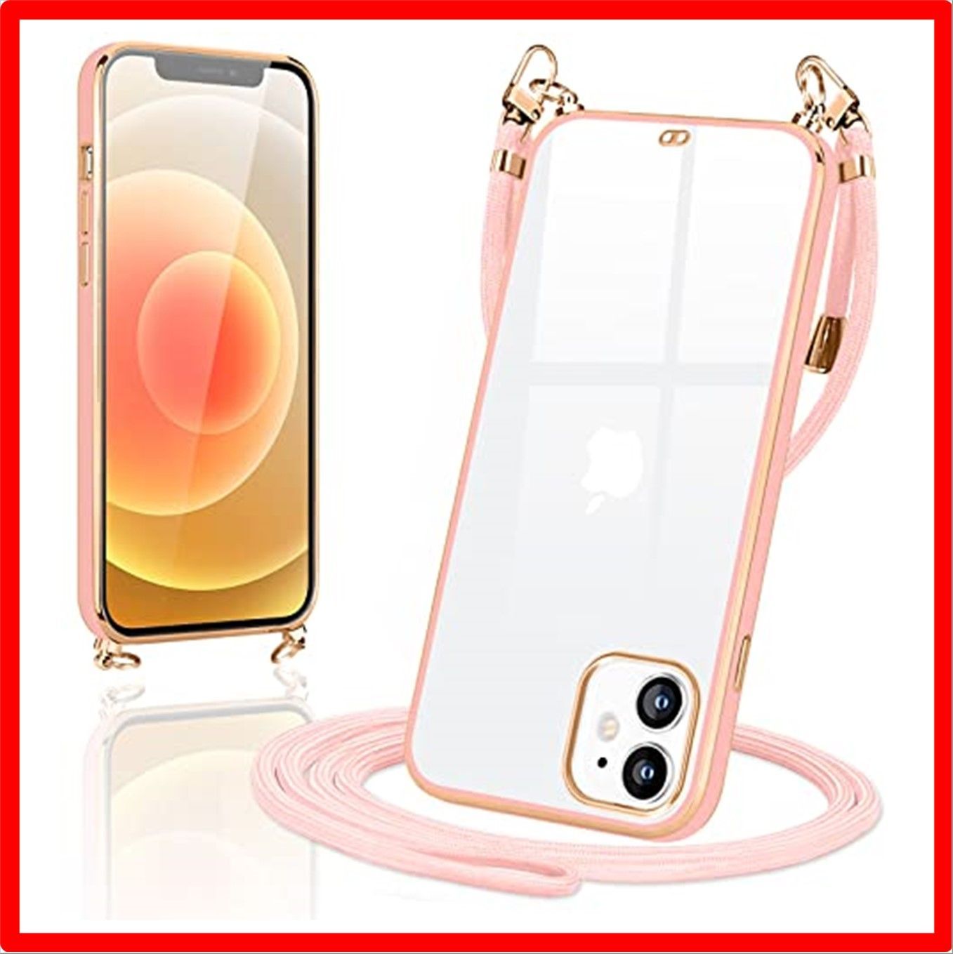 【匿名配送】 iPhone12 mini_ピンク iPhone12 mini 用 ケース ショルダー クリア TPU iPhone12mini カバー スマホケ - メルカリ