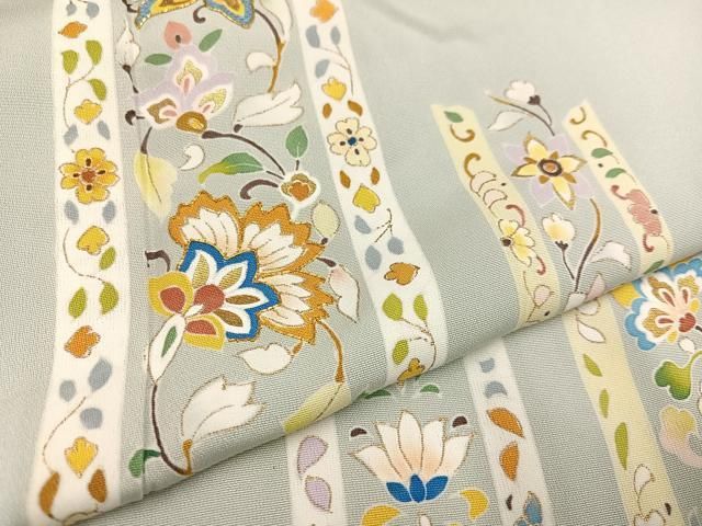 平和屋着物○創業460年・千總 訪問着 駒刺繍 草花文 金彩