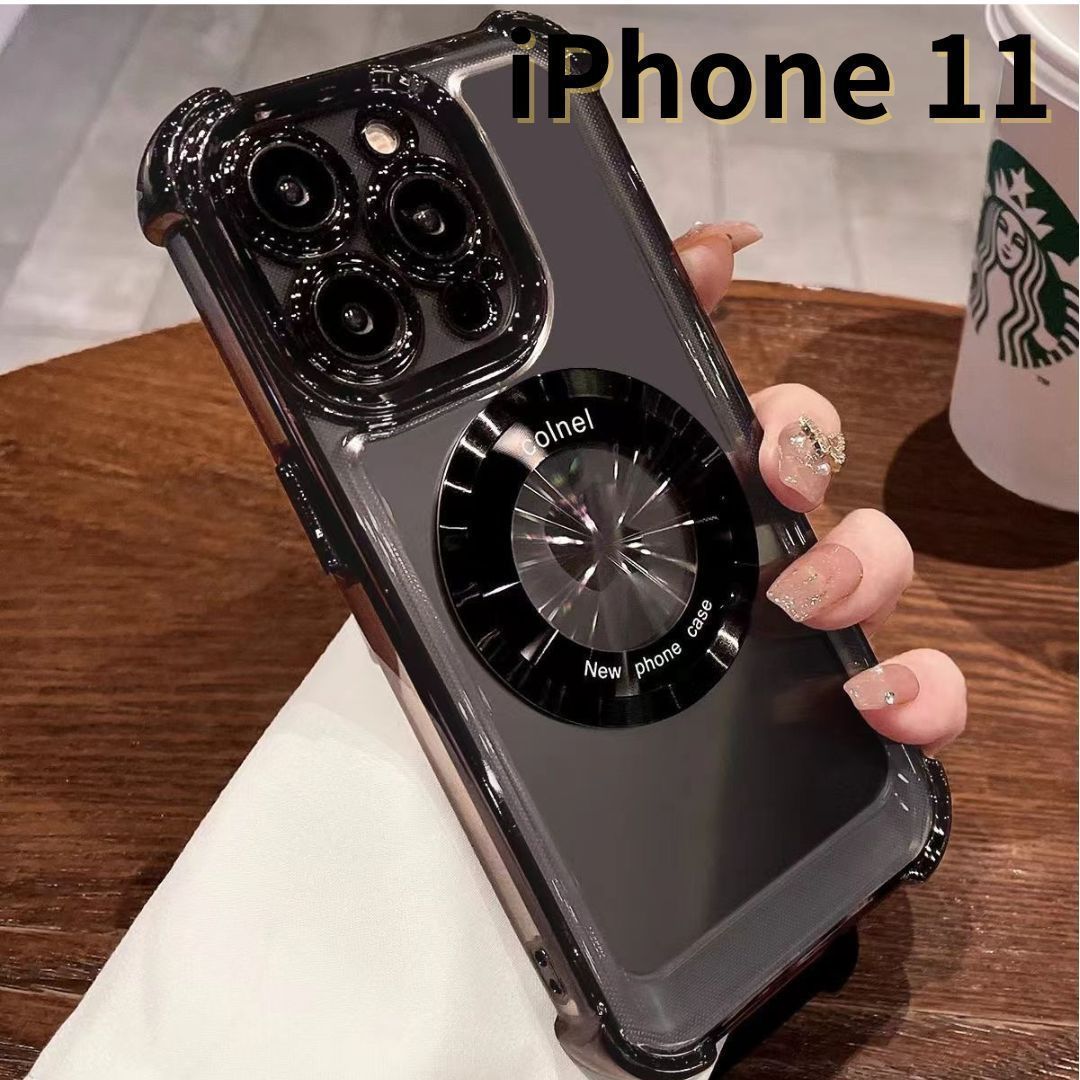 【SHOPS T】iPhone11 スマホケース 黒 クリア ワイアレス充電 耐衝撃 レンズ保護 軽量 透明 おしゃれ シンプル E023 - メルカリ