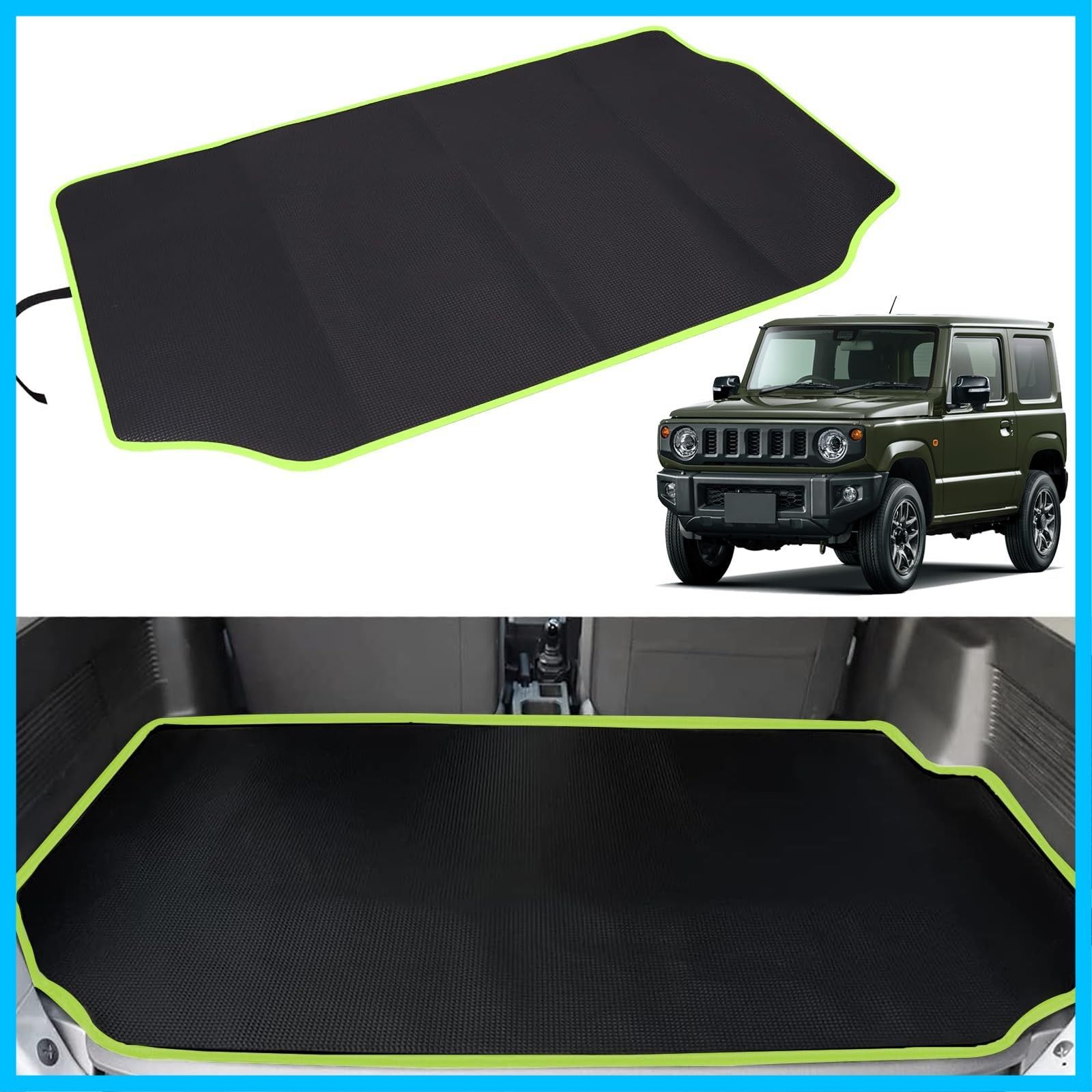 Temiry 新型ジムニー用 ラゲッジマット JB64W JB74W 専用 ラゲッジマット 撥水 荷台マット 汚れに強い 後部座席 滑り止め ゴム製 耐久性 取付簡単 ジムニー用 グリーン ...