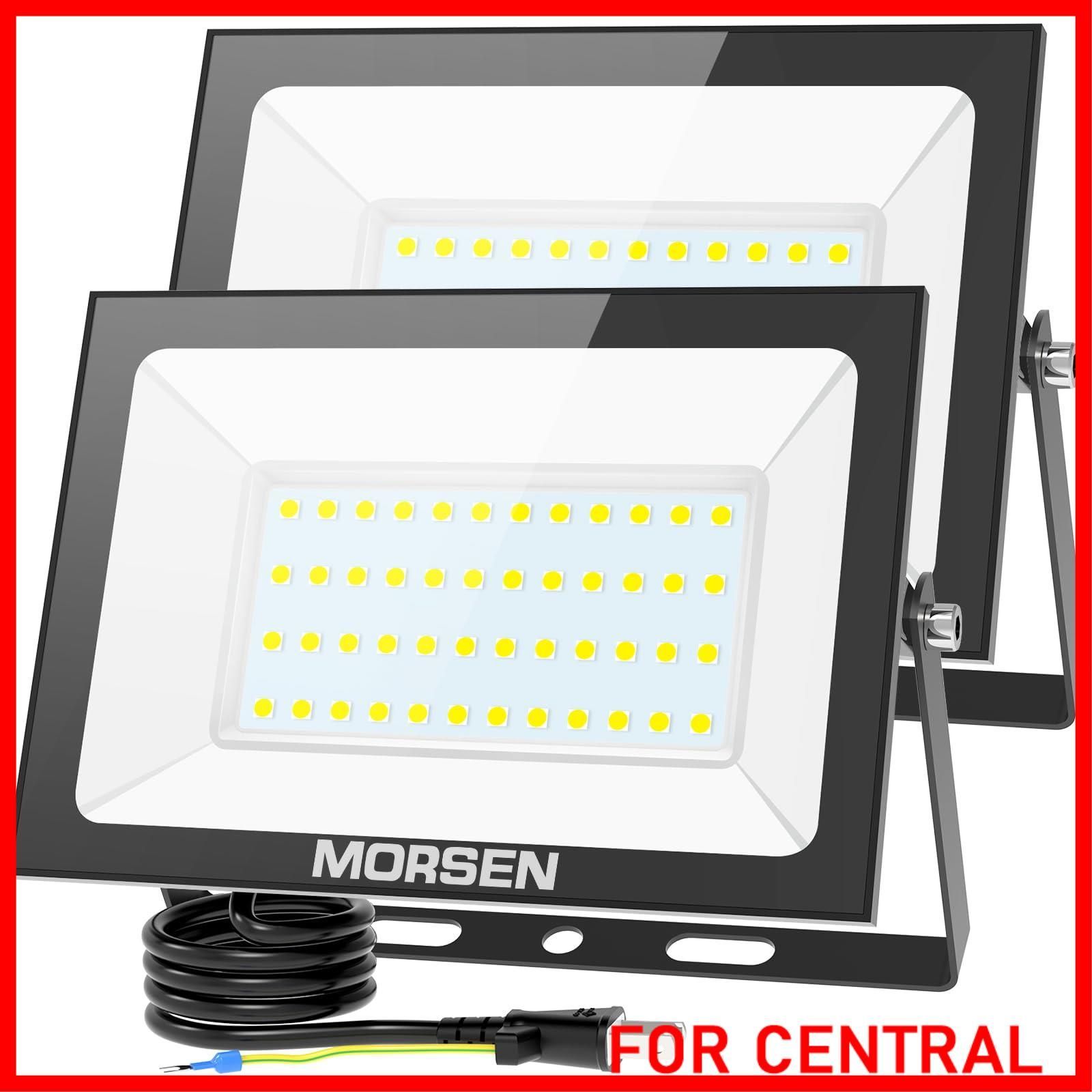 【特価】MORSEN 投光器 80W 2セット led 10000ML 6500K 極薄型 100v 灯光器 作業灯 外灯 工事用ライト 屋外 ...