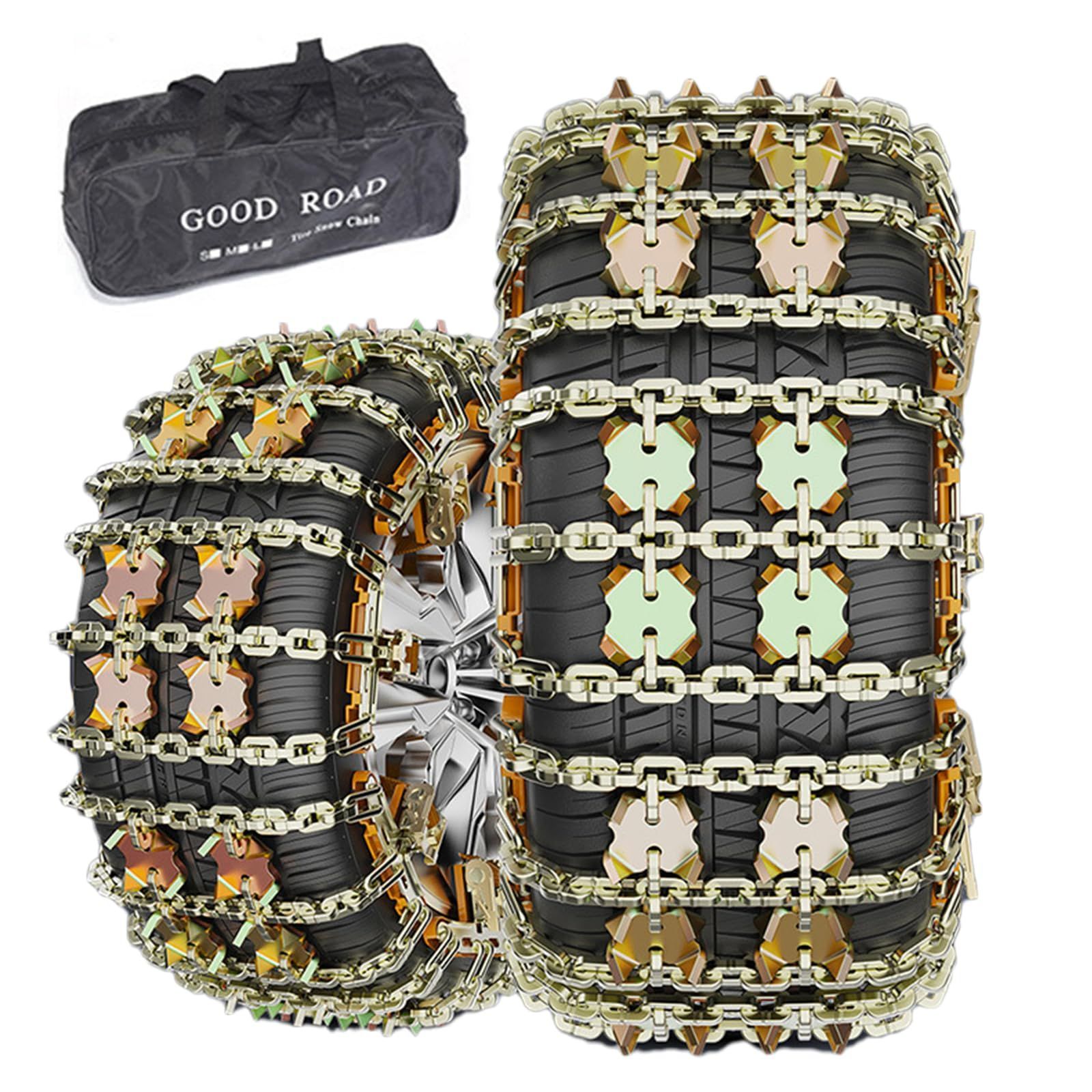 2024新版 タイヤチェーン 金属製タイヤチェーン 強力な爪【八个装】 横滑り防止タイヤ 165-265mmまで対応 金属チェーン 車 簡単取り付け ジャッキ不要 車移動不要 緊急横滑り防止 ...