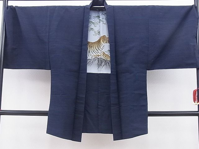 平和屋着物○男性 紬 アンサンブル 霞文 羽裏：虎 逸品 BAAD3573gh
