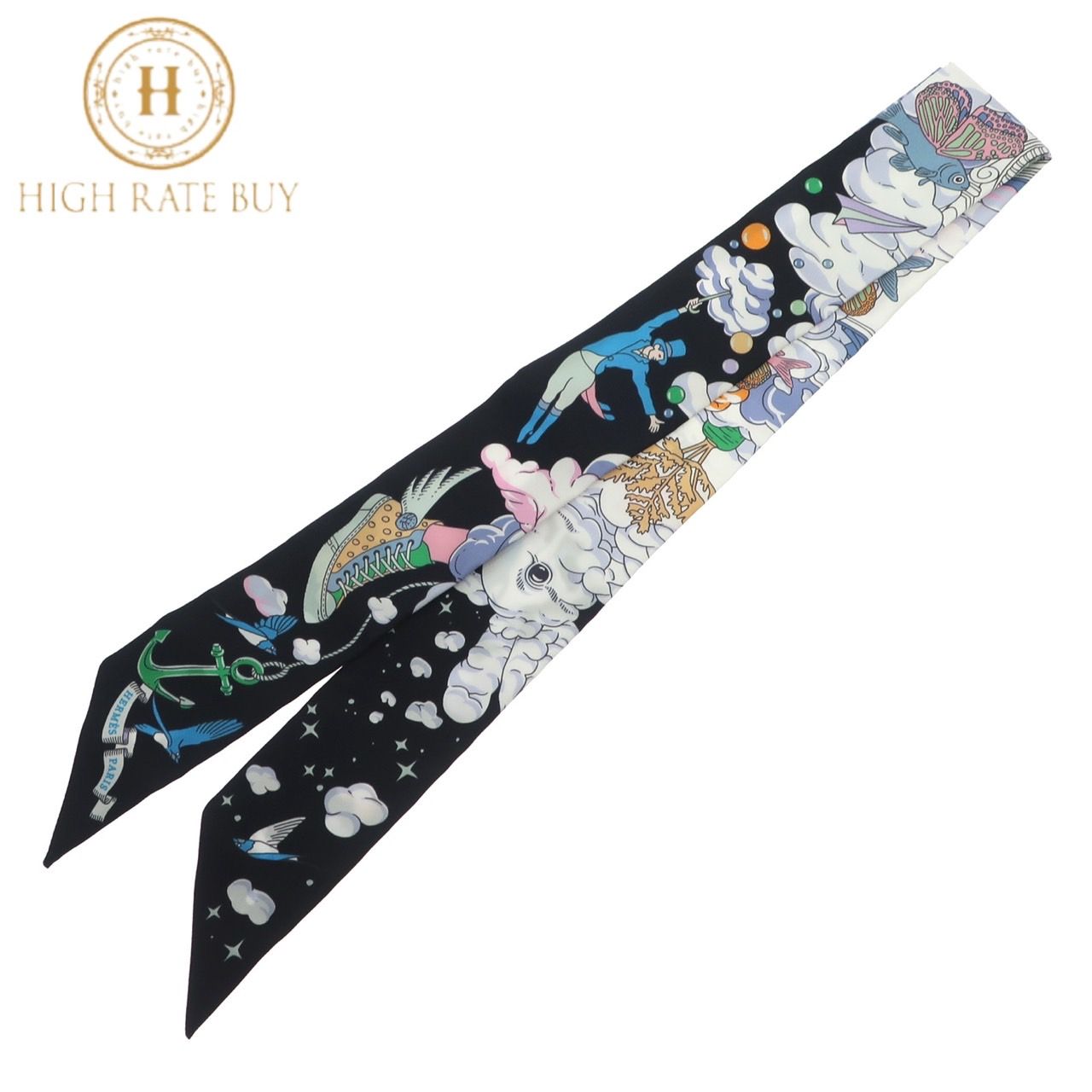 【新品】HERMES エルメス Twilly ツイリー Sur Mon Nuage 私の雲 スカーフ ショール 2022年 秋冬 AW シルク ...