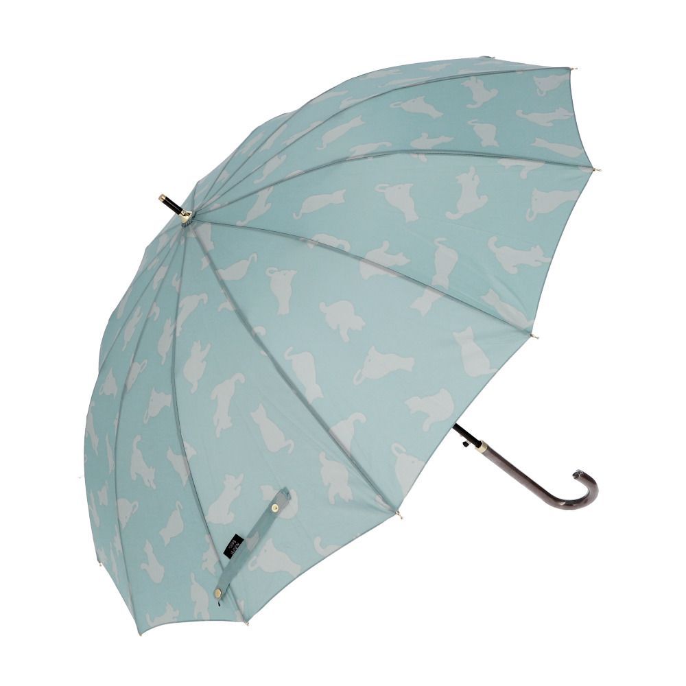 ☆ シルエットキャットSMOKEGREEN ☆ Natural basic レディース 傘 55cm 12本骨 傘 レディース ジャンプ 55cm グラスファイバー 12本骨 長傘 雨傘 雨具 ...