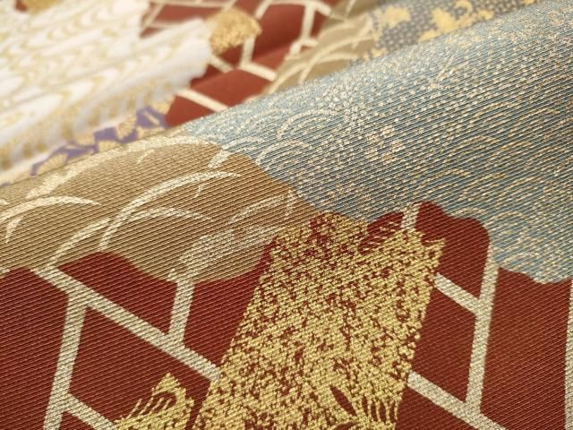 平和屋着物○善之助 着物ブランド 一期一会 全通柄袋帯 流水草花文