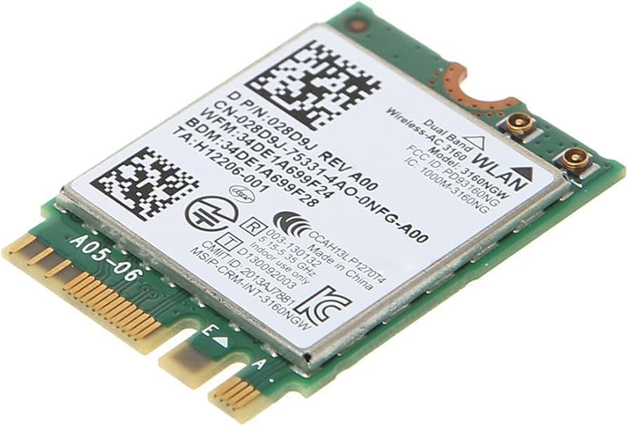 Intel Dual Band Wireless-AC 3160 3160NGW M.2 2230, M.2 1216 2.4GHz ...