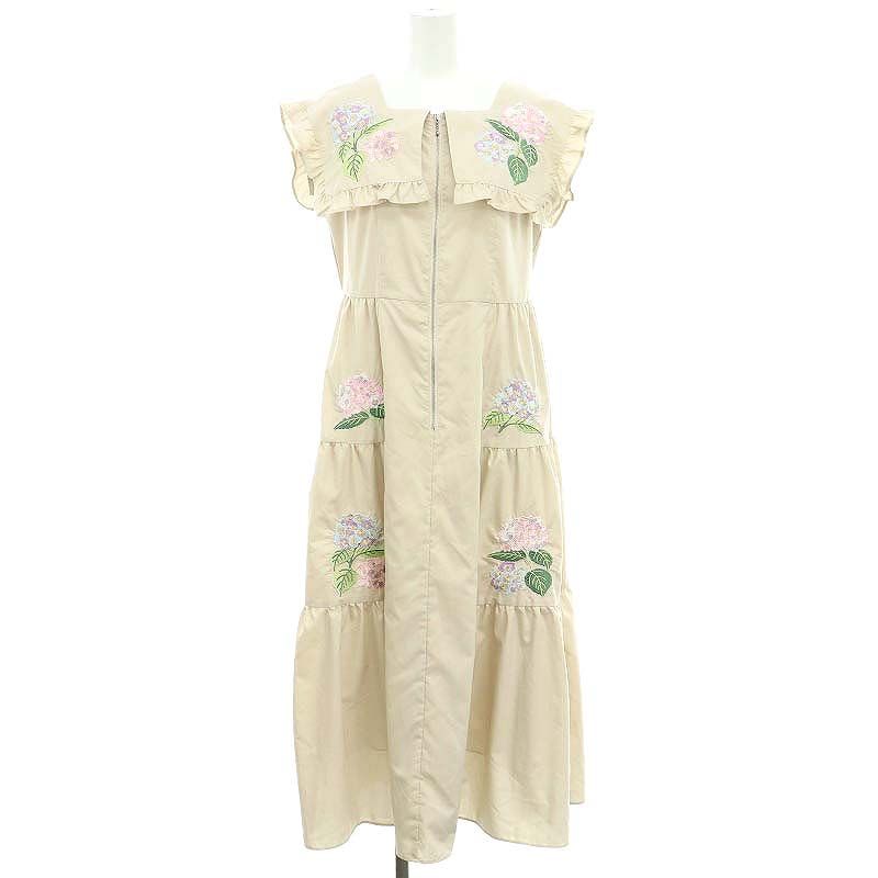 チェスティ Chesty 23SS あじさいテントワンピース ロング ノースリーブ 刺繍 F ベージュ /NR OS - メルカリ
