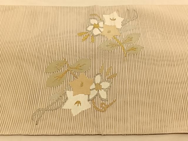 平和屋着物○太鼓柄袋帯 紬地 すくい織 花丸文 正絹 逸品 AABA2581np