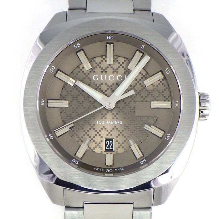 グッチ GUCCI 腕時計 GG2570 142.3/YA142315 デイト 夜光インデックス 夜光針 ディアマンテ サンレイ ブラウン文字 ...