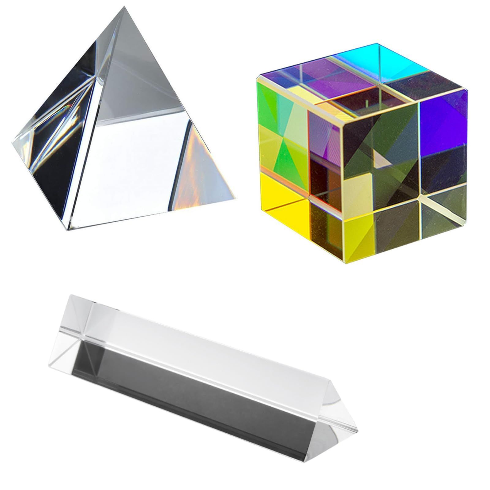 Quikaboo プリズムセット 三稜鏡 光学ガラス 角柱 プリズム 虹造り 三角プリズム 立方体 虹 教学ツール (三角プリズム 15cm) - メルカリ