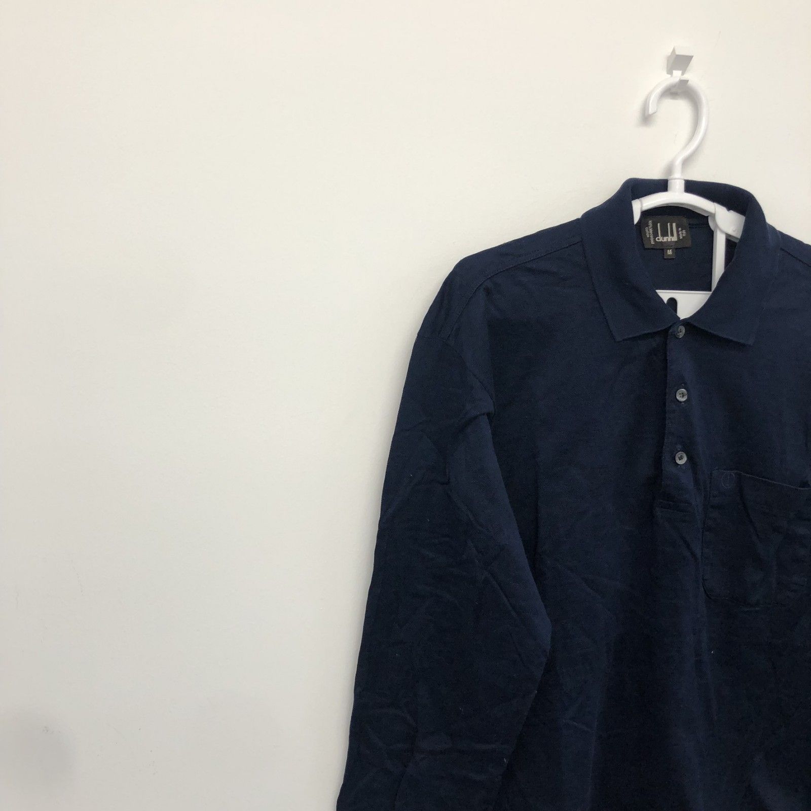 dunhill】ダンヒル ネイビー M ポロシャツ 長袖トップス 無地 dunhill】ダンヒル ネイビー M ポロシャツ 長袖トップス 無地