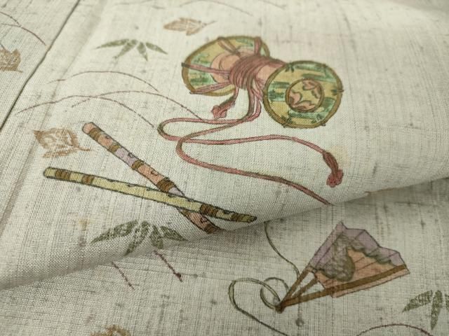 平和屋着物○生紬 訪問着 楽器笹文 正絹 逸品 DAAX4465ps