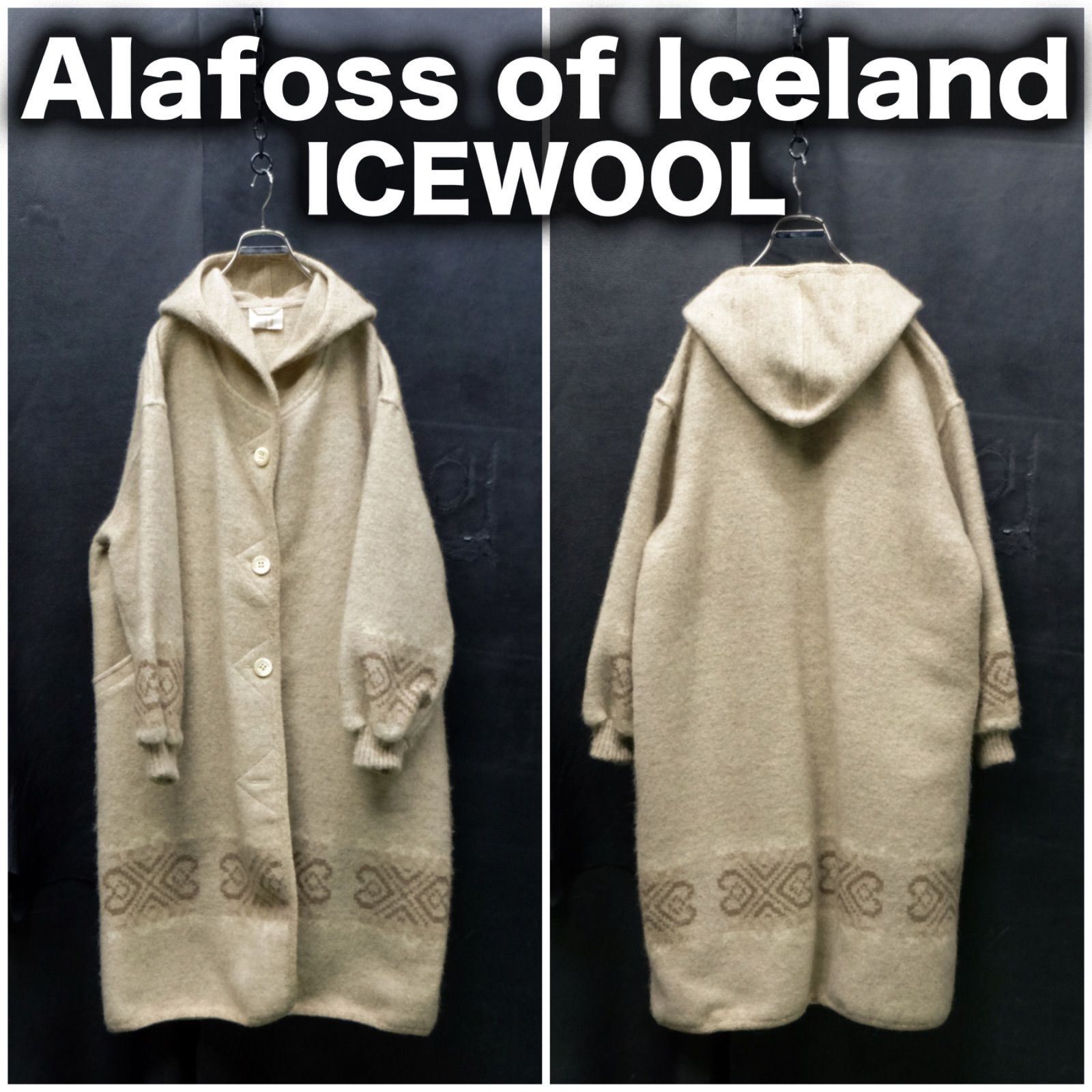 80s/90s Alafoss of Iceland アイスウール フーデッドコート フード付き アイスランド製 Lサイズ 北欧 ノルディック ...