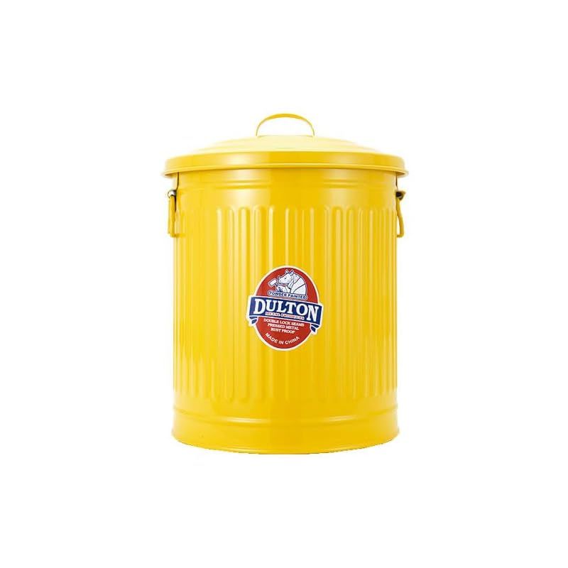 【新品】 ダルトン(Dulton) ガベージカンLサイズ 24L イエロー ゴミを入れる物こそ綺麗だと思う物を使いたい ふた付きゴミ箱 ブリキ缶 高さ440mm 直径330mm 100-106 ...