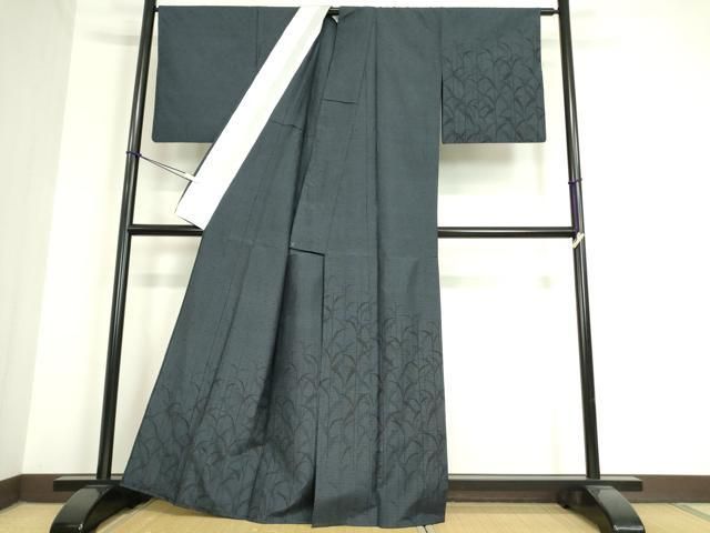 平和屋着物○訪問着 紬地 横段文 正絹 逸品 AAAX0231np 平和屋