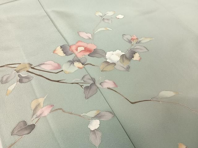 平和屋着物○訪問着 友禅 枝花文 暈し染め 正絹 逸品 AAAY1568np