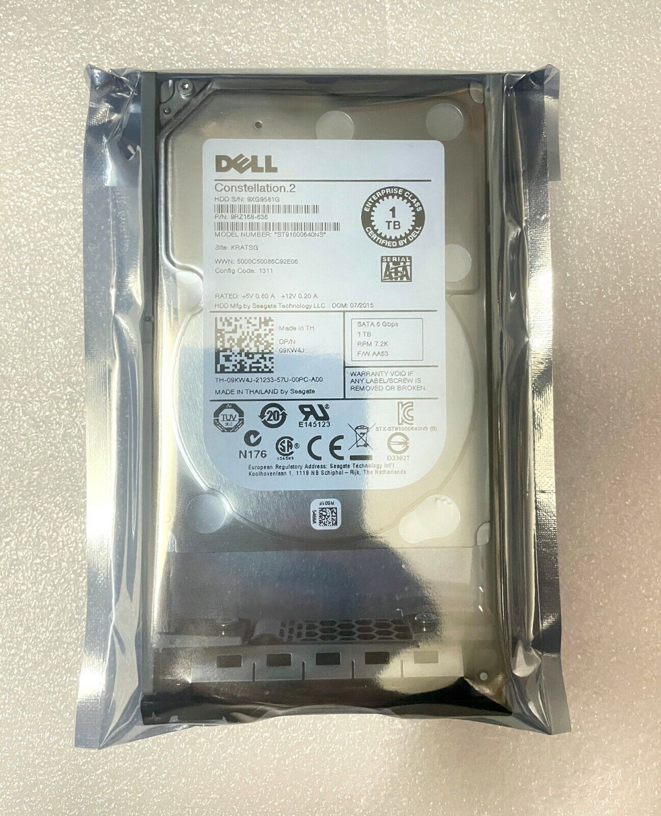 Dell 1TB 7.2K 2.5"" 6G SATA WF12F 0WF12F ST91000640NS HDD Hard Drive ...