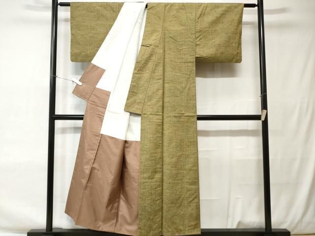 平和屋着物▽上質な紬 単衣 霞文 正絹 逸品 DAAW9161sf