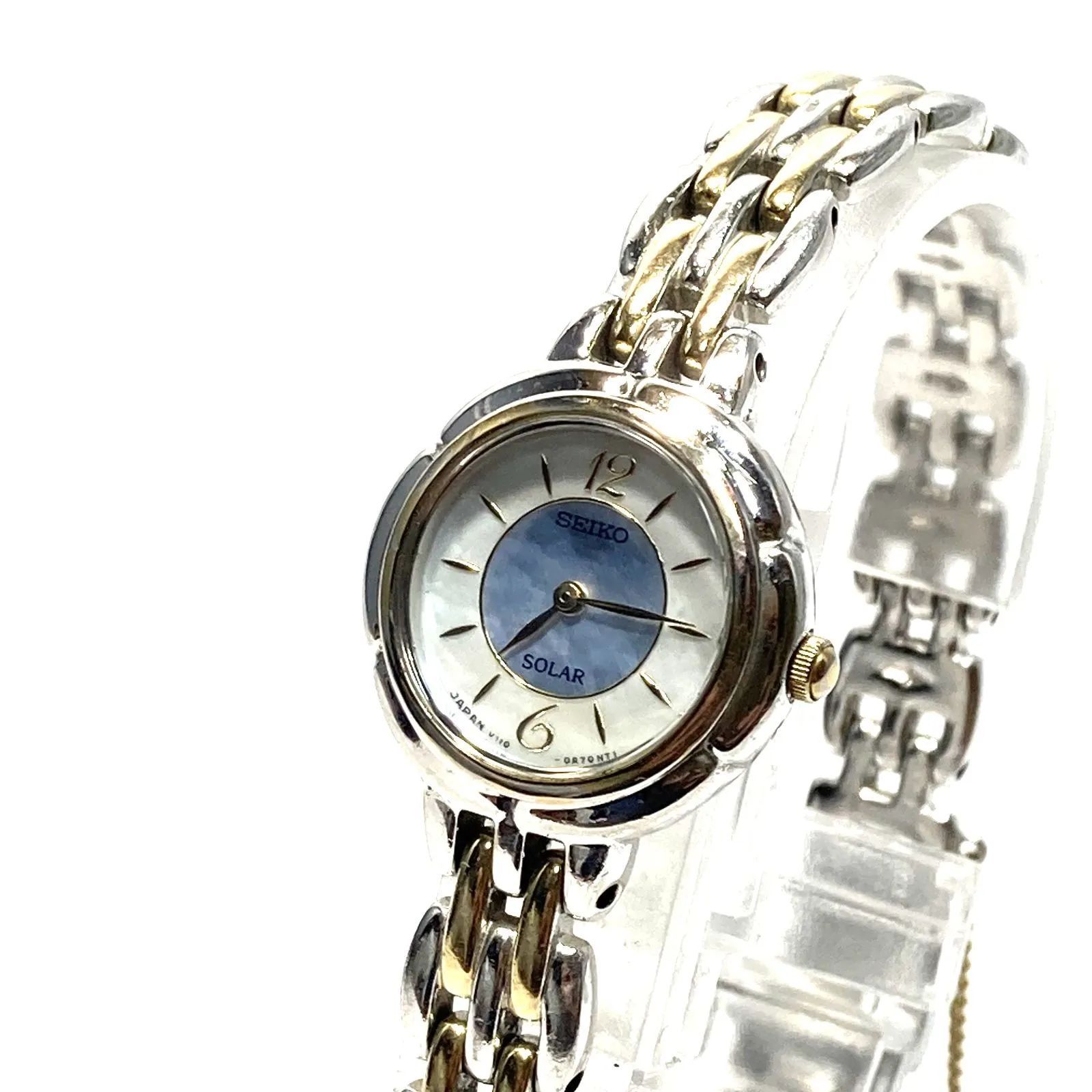 稼働品】SEIKO 腕時計 ソーラー式 2針 ラウンド シルバー 稼働品】SEIKO 腕時計 ソーラー式 2針 ラウンド シルバー