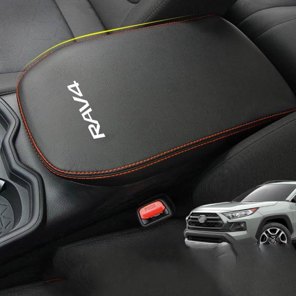 【特価商品】汚れ防止 内装 ドレスアップ RAV4ロゴ付 引っかき傷対策【オレンジステッチ】 パーツ カスタム アクセサリー アームレストボックス コンソールボックスカバー 専用設計 XA50 ...
