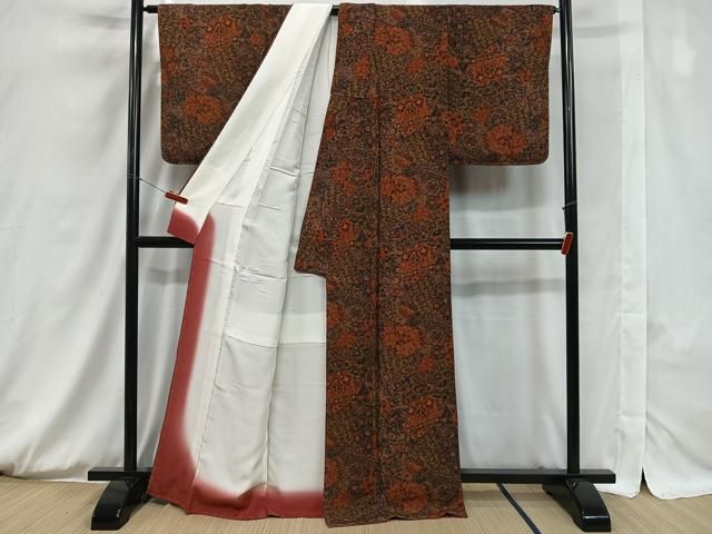 平和屋着物○松下喜晴 小紋 飛鶴源氏香 金彩 鬼しぼ縮緬 正絹