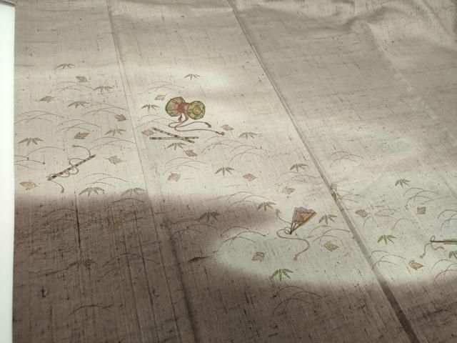 平和屋着物○生紬 訪問着 楽器笹文 正絹 逸品 DAAX4465ps