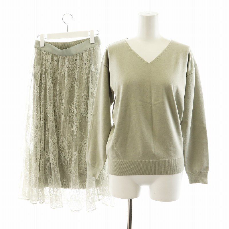 ジャスグリッティー JUSGLITTY 2WAYスカートニットアップ セットアップ 上下 フレアスカート ミモレ ロング レース 1 S ミント 41163950 /AN29 - メルカリ