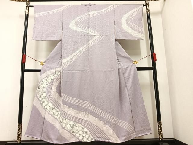 平和屋着物○訪問着 手描き 絞り 草花文 正絹 逸品 未使用 AAAZ2362ph