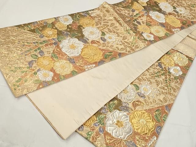 平和屋着物●六通柄袋帯　辻が花　刺繍　金銀糸　正絹　逸品　AAAW0342wj 平和屋着物○六通柄袋帯 ふくれ織 辻が花 金銀糸 正絹 逸品 CAAY9291yk