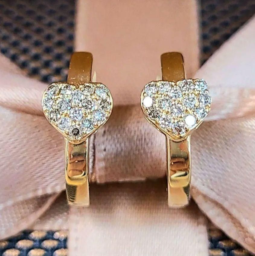 ダイヤモンド 0.2ct K18 yg パヴェ ハート フープピアス 鑑別付 - メルカリ