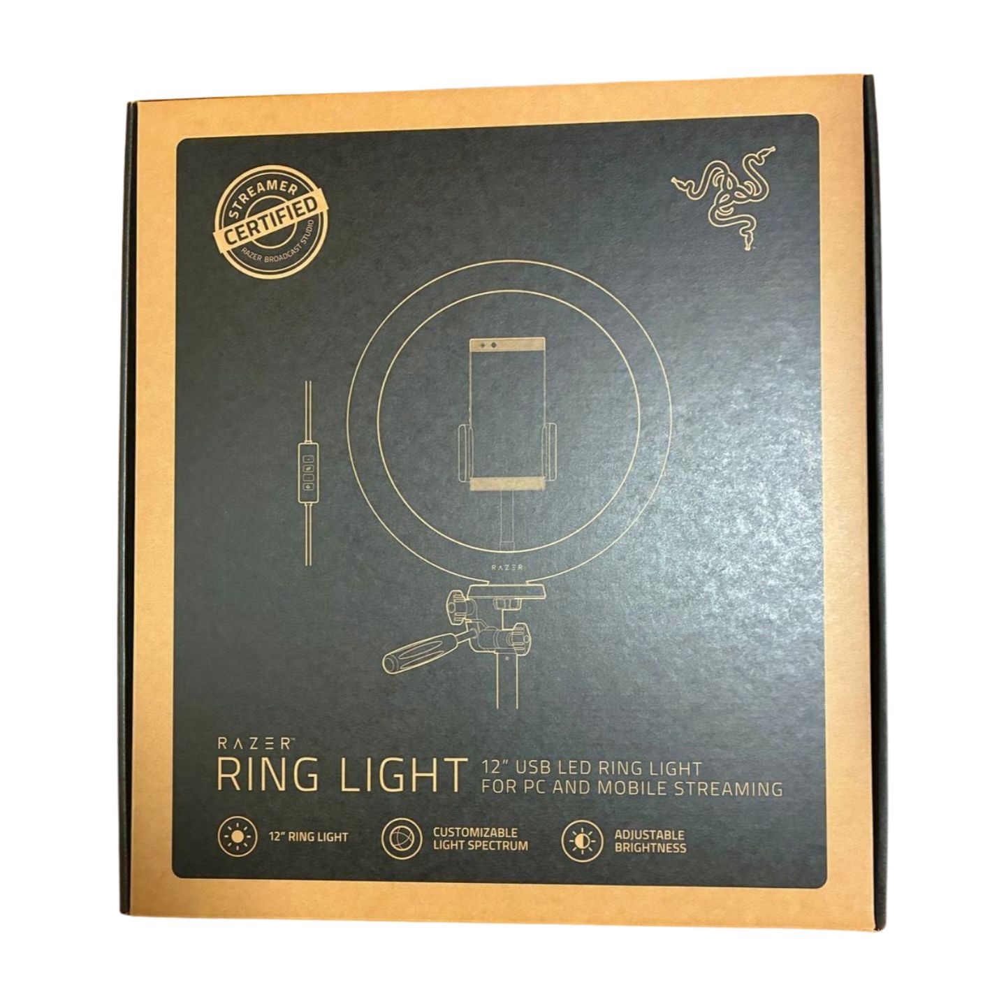 Razer Ring Light 12インチ LED リングライト 光のスペクトル調整 調光可能 柔軟な取付けオプション 三脚スタンド付属 ...