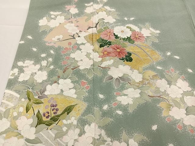 平和屋着物○訪問着 地上立浪枝花文 金銀彩 正絹 逸品 AABA5277ph