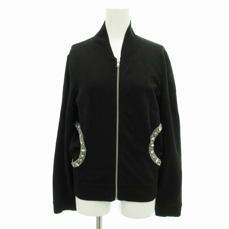 マックス&コー MAX&CO. ジップアップジャケット ブルゾン ビジュー カットストーン M 黒 ブラック /FF 1105 GY09 - メルカリ