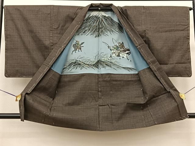 平和屋着物○男性 本場大島紬 アンサンブル 長羽織 100亀甲 総詰め