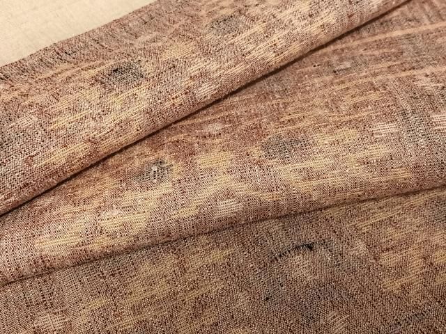 平和屋着物○結城ちぢみ 横段幾何学文 正絹 逸品 AABC0052zg