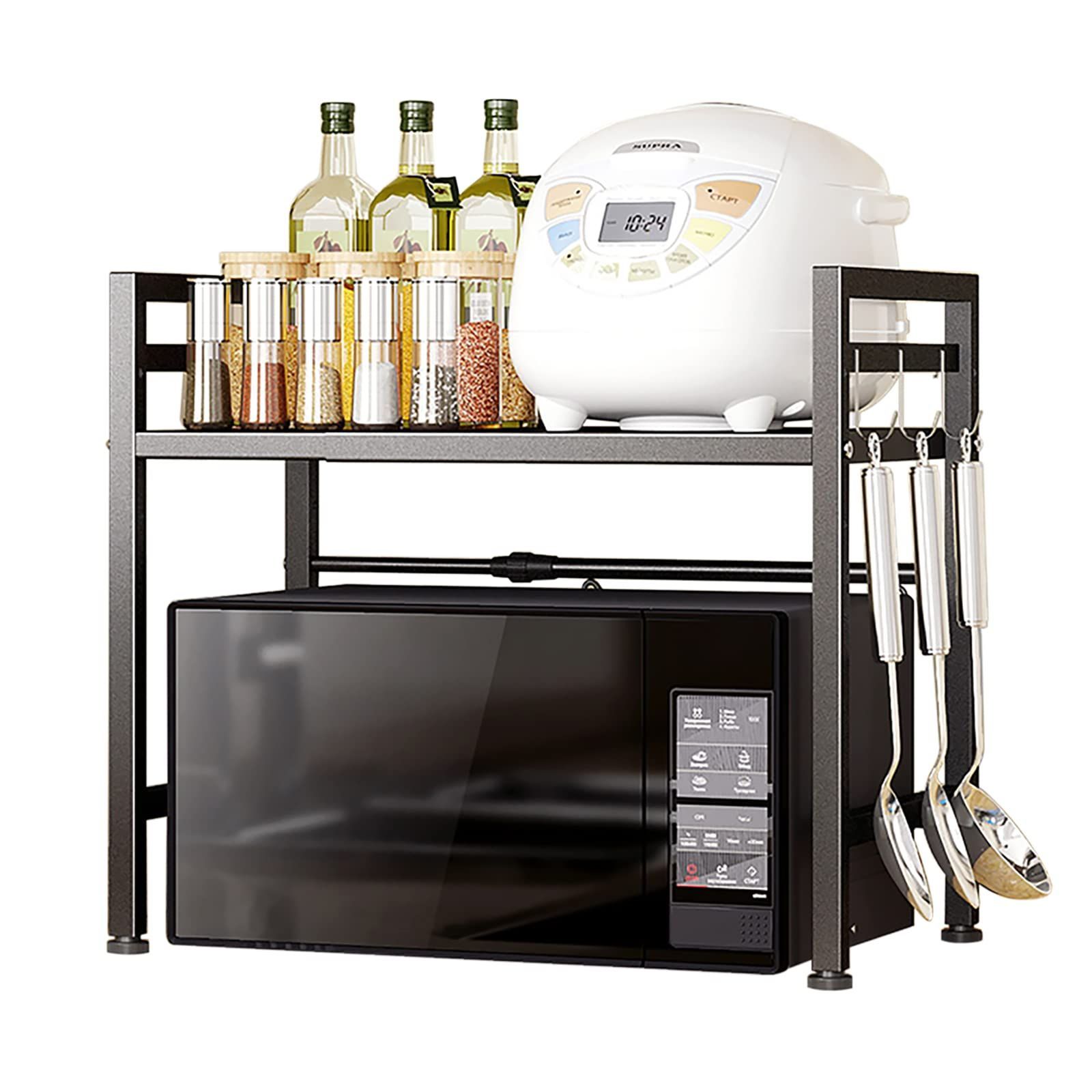 【新着商品】NEKOU レンジ上ラック 伸縮式 電子レンジラック 2段式 高さ調整可能 オーブンレンジラック キッチン収納ラック 耐熱 防蝕 ...