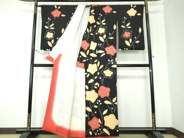 平和屋着物○訪問着 総絞り 楓文 黒地 正絹 逸品 DAAS3693ps - メルカリ