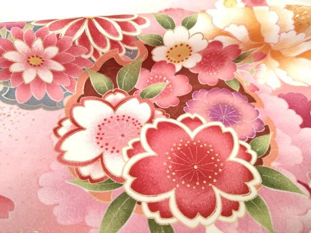 平和屋着物○「anan」ブランド 小振袖 二尺袖 雪輪舞花文 暈し染め