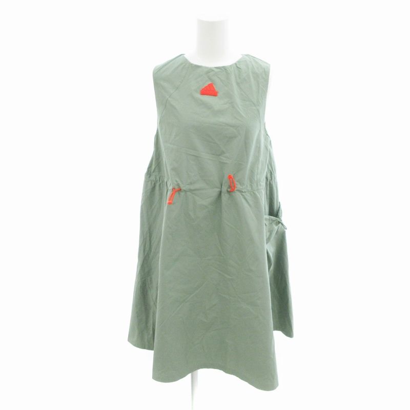 アディダス adidas タグ付き シティエスケープドレス ワンピース ノースリーブ ひざ丈 M 緑 グリーン HU0248 /HO 0426 ...