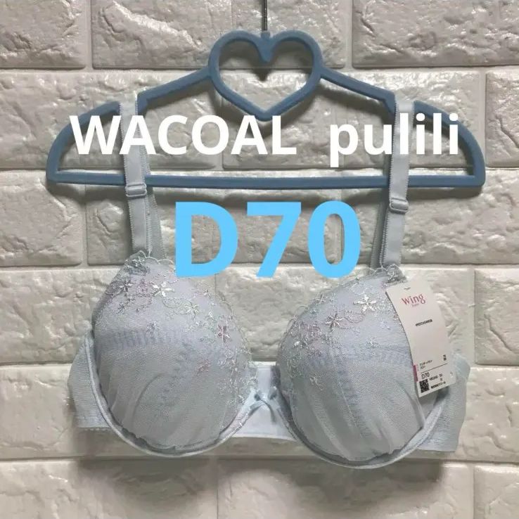 D70 WACOALプリリ Wing Teen ジュニアブラ 水色／フラワー刺繍 - メルカリ