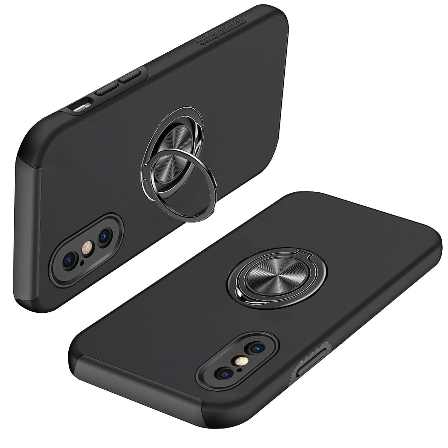 iPhone XS ケース iPhoneX ケース リング付き pc+tpu 耐衝撃 一体型 携帯カバー アイフォンX/XS ケース 指紋防止 360°回転 スタンド機能 車載ホルダー対応 ...