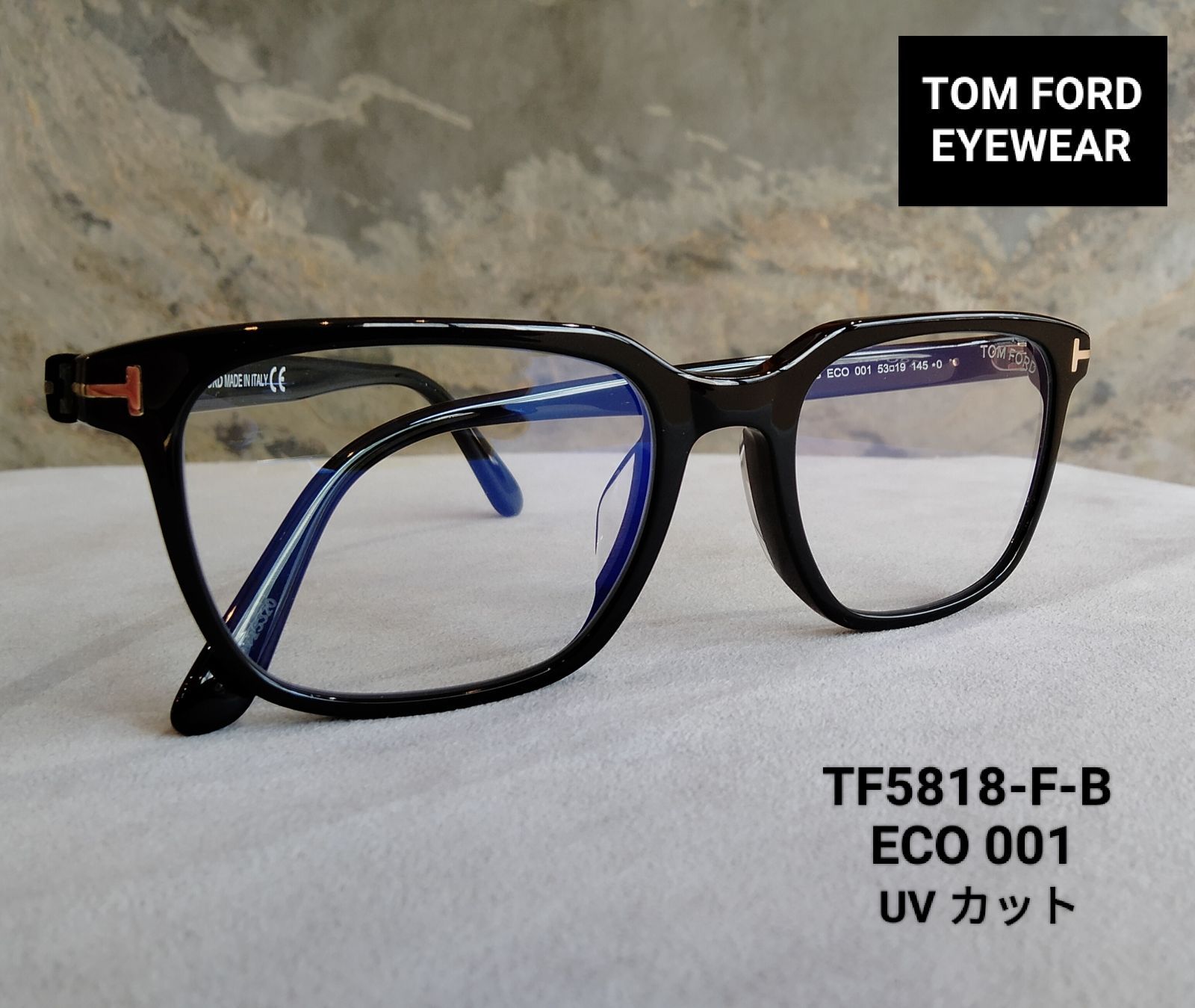 【新品-正規商品】『TOM FORD EYEWEAR（トムフォード）』TF5818-F-B／ECO／001 ブラックウェリントン型スタイル ...