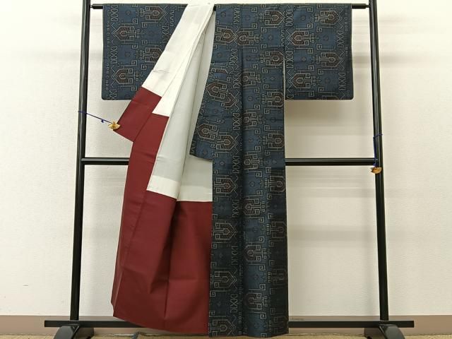 平和屋着物○本場縞大島紬 正絹 逸品 AAAZ7537zg