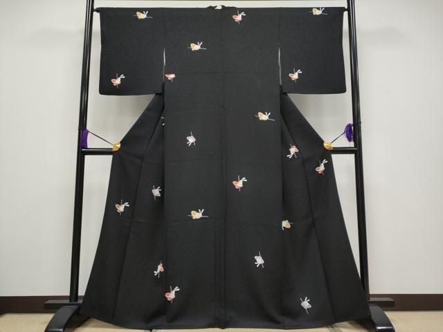 平和屋本店□極上 小紋 兎 黒地 逸品 CYAA1986s5 - メルカリ
