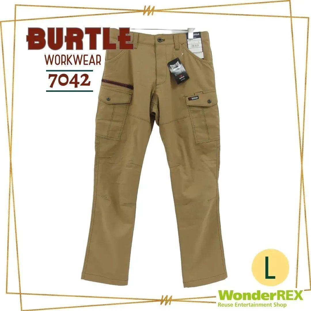 BURTLE カーゴパンツ カーキ L【7042】伸長率15％ 吸汗速乾 制電ケア ワークウエア ユニセックス - メルカリ